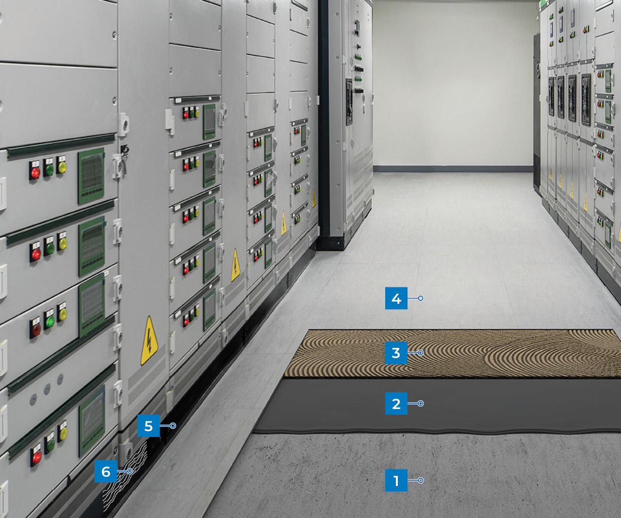 Interior service and maintenance areas: Vinyl composition tile (VCT ...