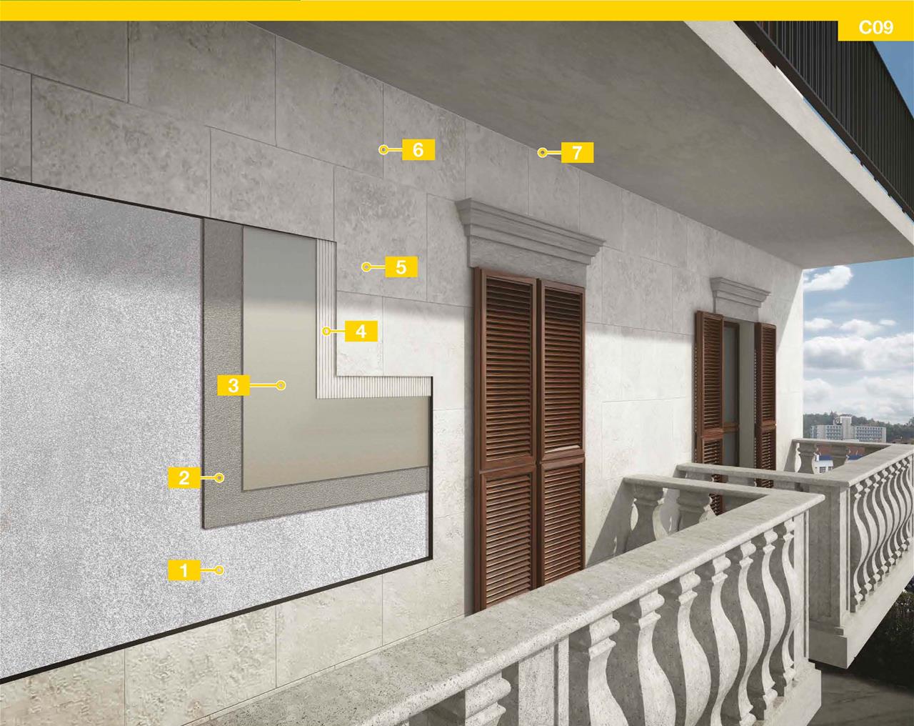 System for the Installation of Ceramic or Stone Cladding - C09 | Mapei