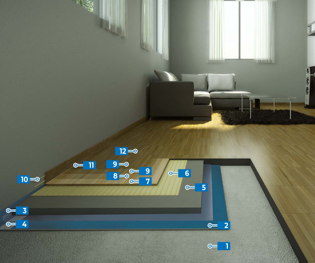 Sistema rapido fonoisolante per la posa di parquet | Mapei